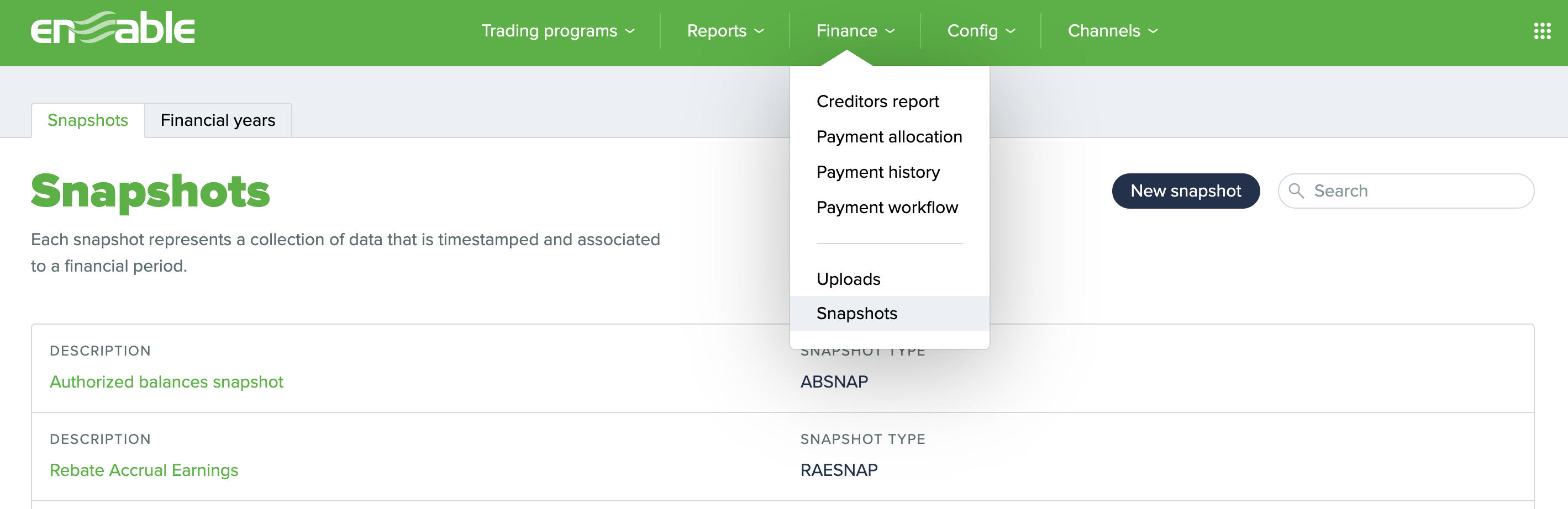 Setting up finance snapshots – Help Center